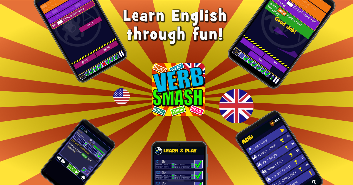 English Verb Smash | Learn English Verbs on Android & iOS | Wobble Monkey